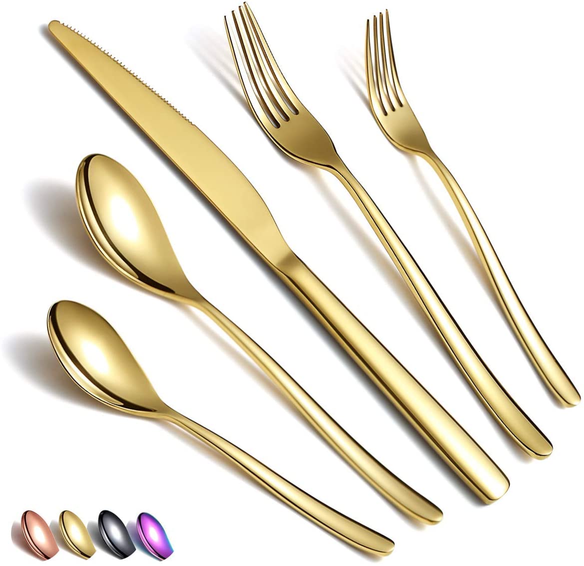 US$ 39.99 - Gold Silverware Set 20 Pieces,Service for 4 (Shiny Golden ...