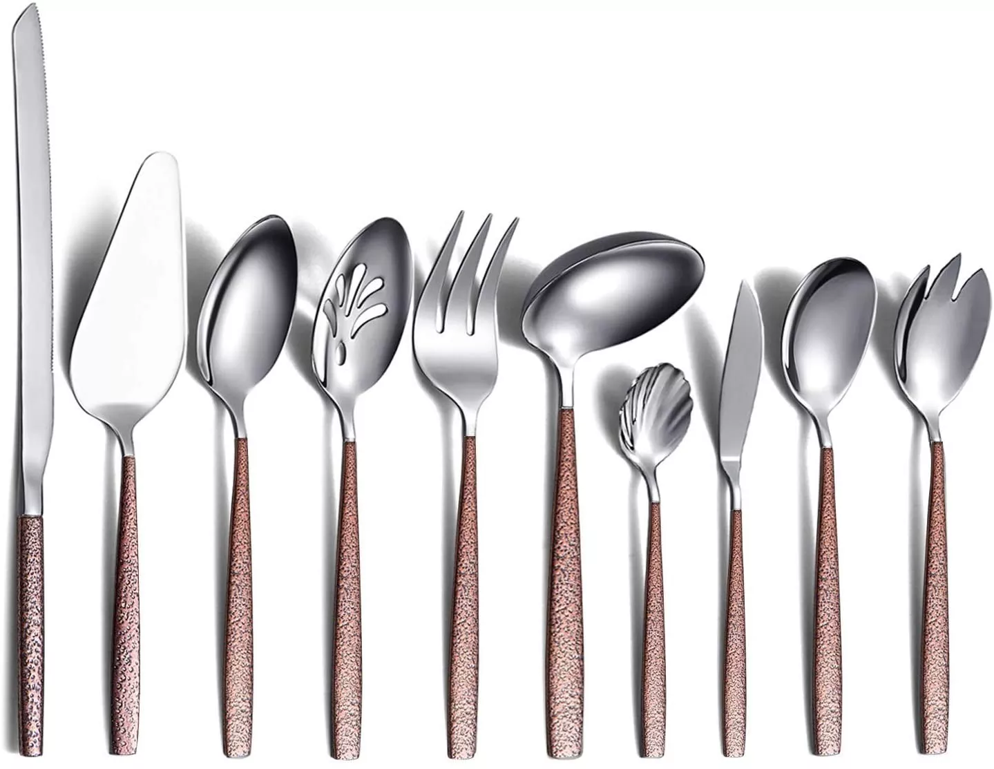 US$ 26.99 - Silverware Serving Set 10 Pieces With Moon Surface Handle ...