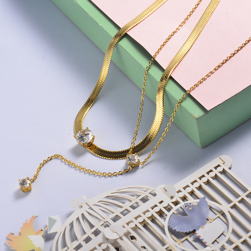 US$ 3.90 ~ US$ 5.20 - Collar de Acero Inoxidable para Mujer -SSNEG143 ...