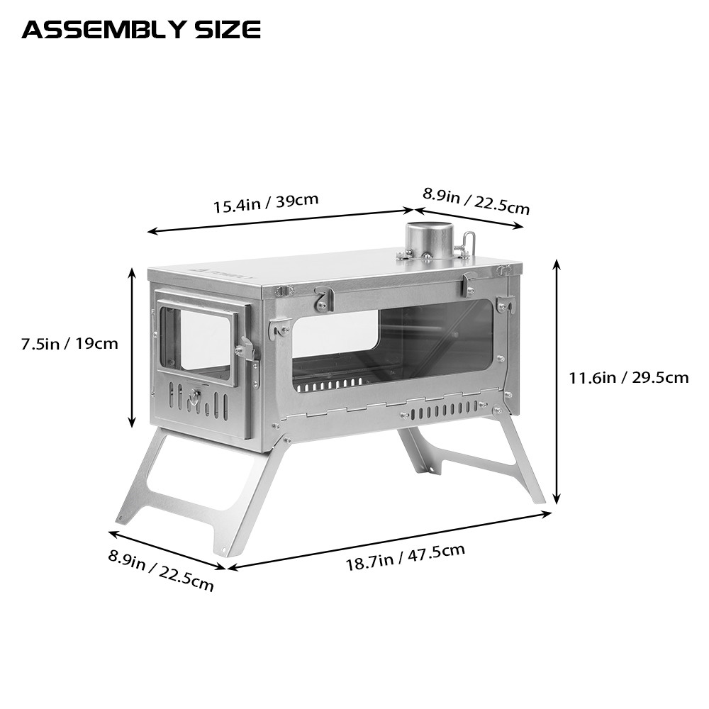 T1 - 3 Stove Wood Stoves for Hot Tent | Fastfold Titanium Tent Stoves for Camping | POMOLY