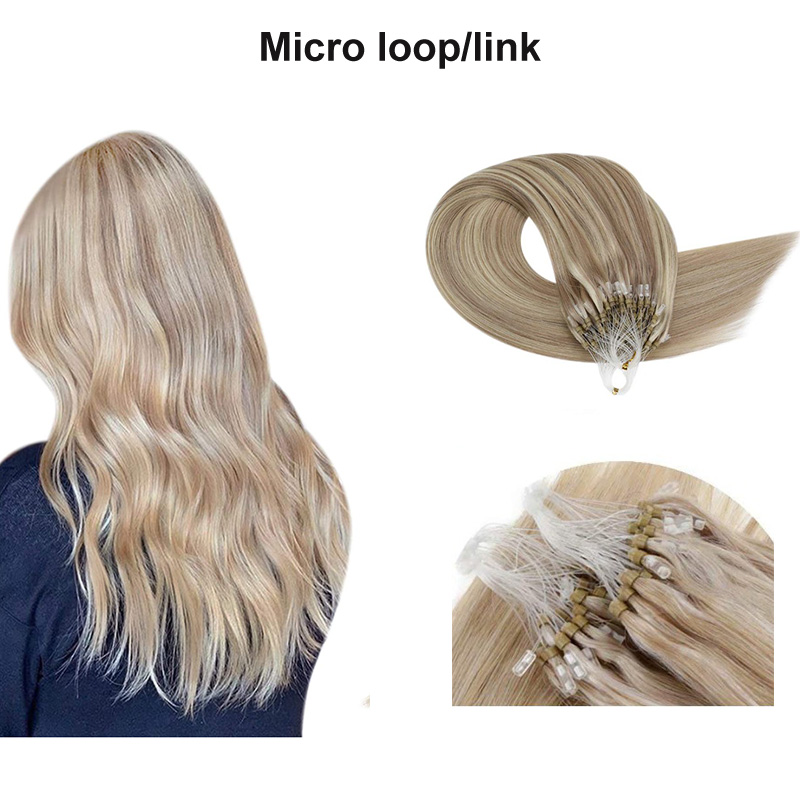 Micro Loop Link Hair Extensions 100% Virgin Remy Human Hair Double Drawn