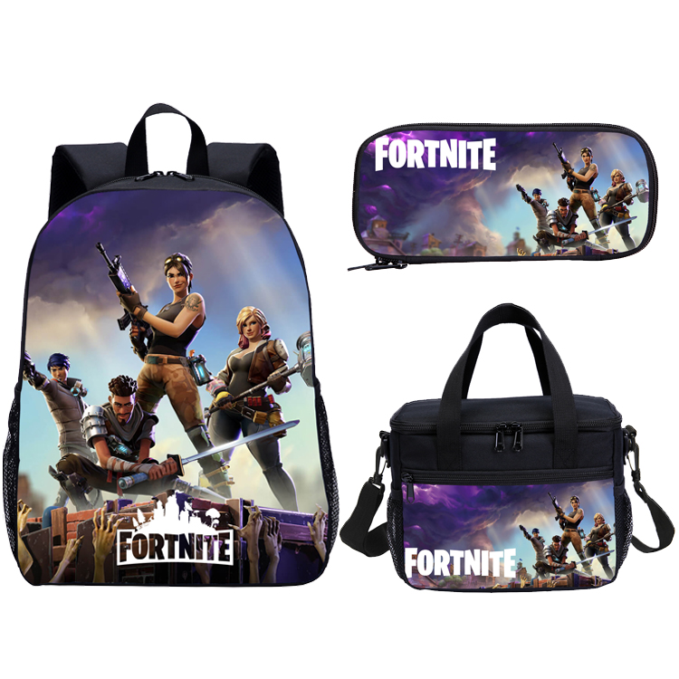Large Fortnite Backpack 3 PCS Set School Book Bag For Boy And Girl