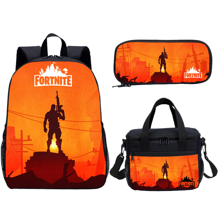 Large Fortnite Backpack 3 PCS Set School Book Bag For Boy And Girl