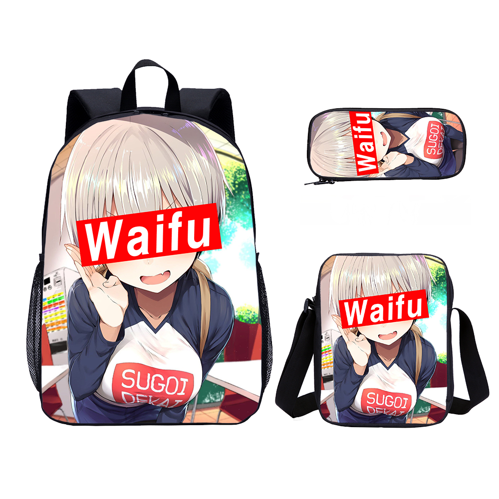 Wholesale 3 PCS School Bag Sugoi Senpai Waifu Material Cartoon Print ...