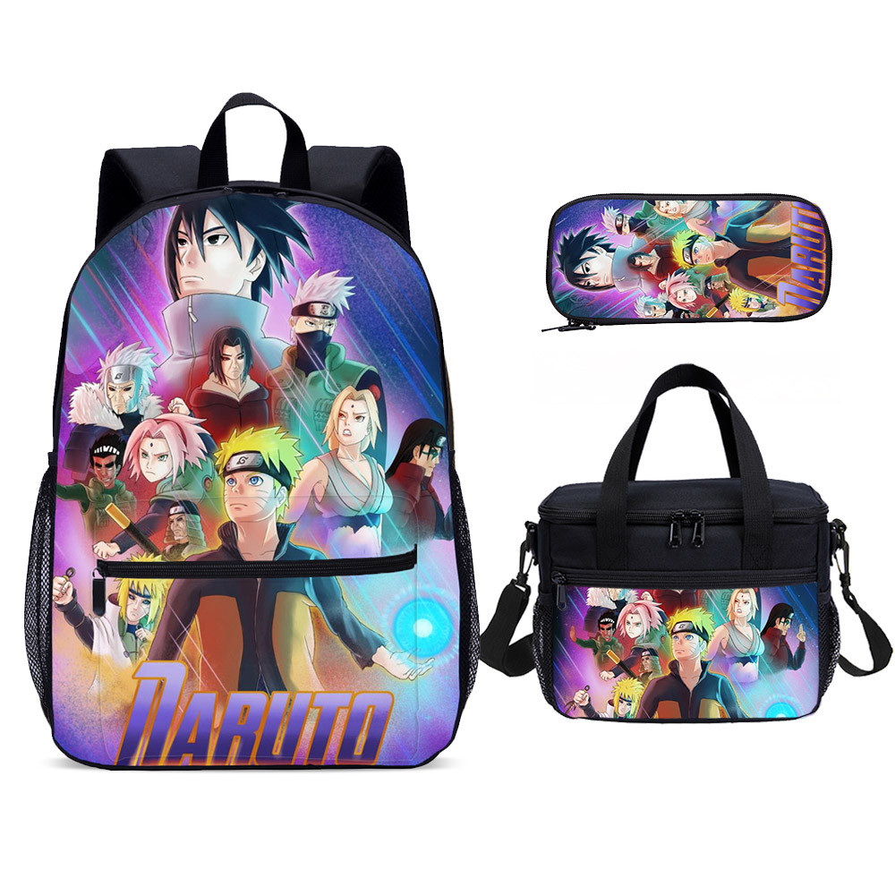 Cartoon Naruto School Bag Set Wholesale Boy And Girl School Backpack 3 In 1