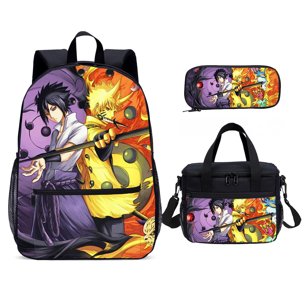 Cartoon Naruto School Bag Set Wholesale Boy And Girl School Backpack 3 In 1