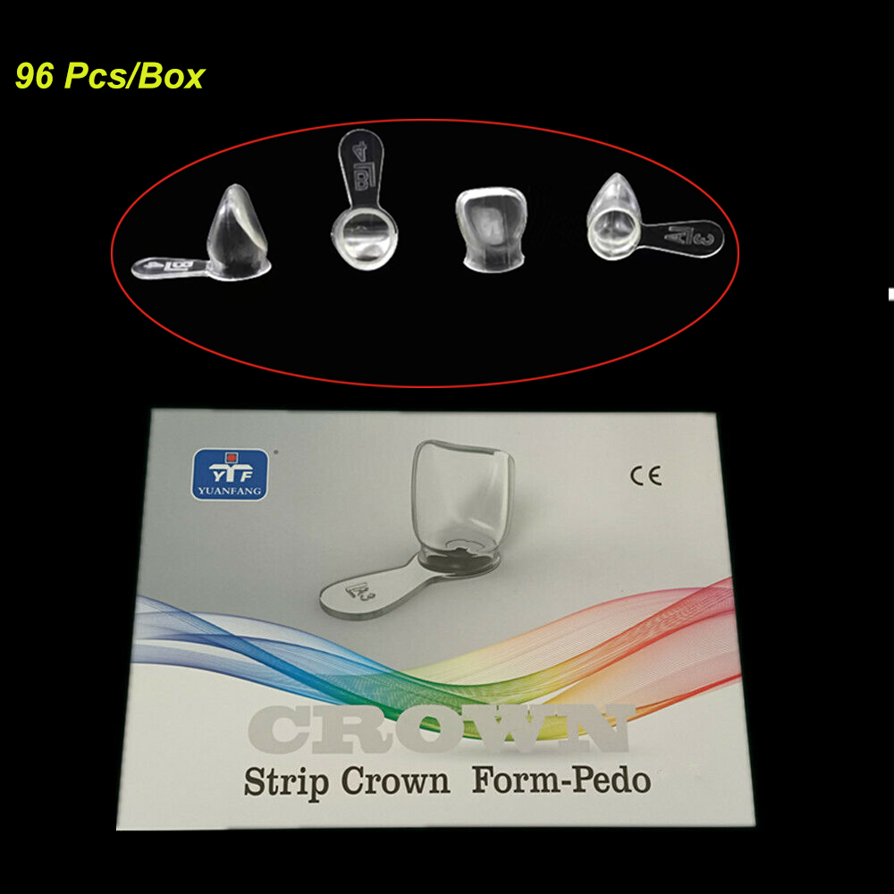 96Pcs/Set Dental Clear Kids Anterior Crowns Pediatric Deciduous Strip ...