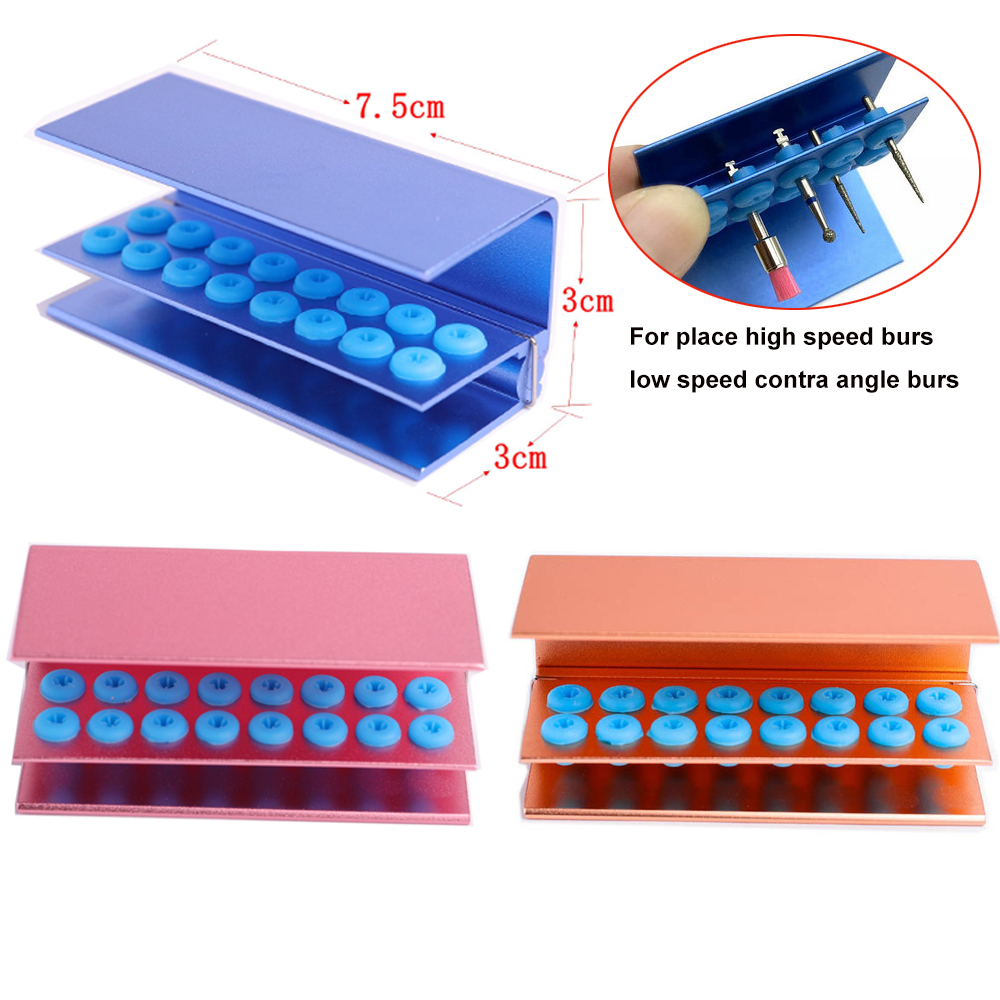 1Set Dental Bur Block Holder 16 Holes Autoclavable Disinfection Box ...
