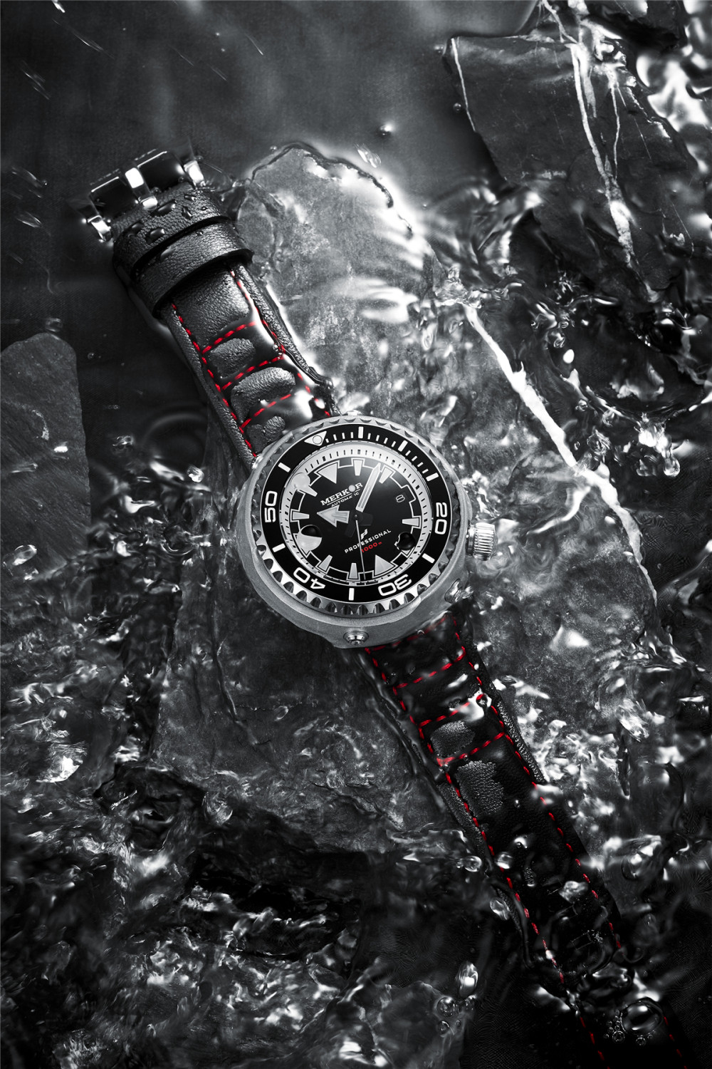 MERKUR OCEANMASTER 1000M MONOBLOCK TUNA Sapphire Ceramic Bezel ...