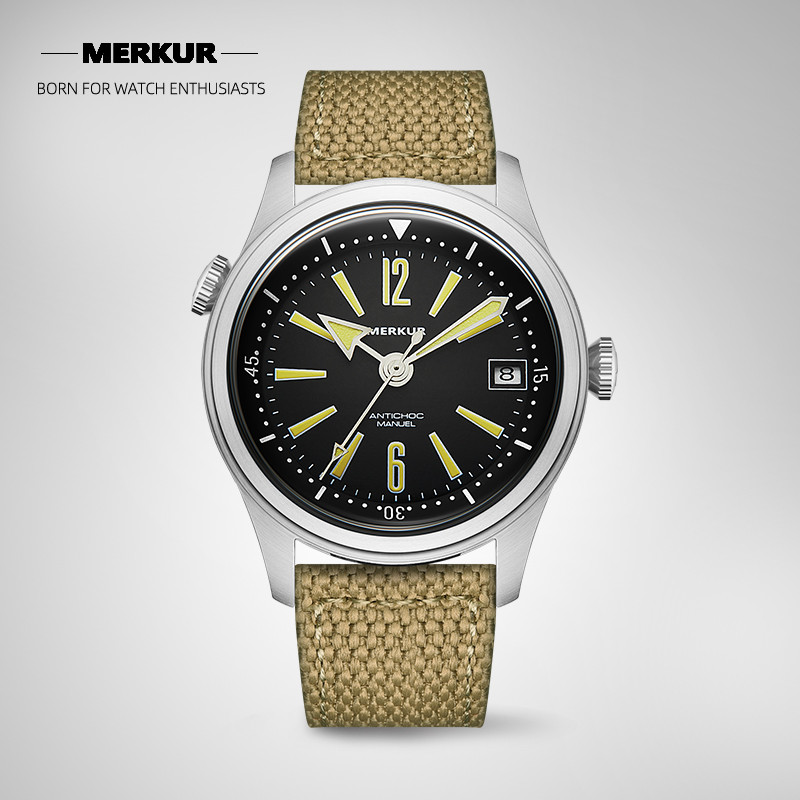 NEW Merkur Skin diver 100m water resist retro Luminous casual manual ...