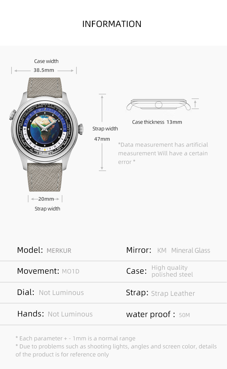 NEW Pierre Paulin Dual Crown World Time Enamel Dial casual manual ...