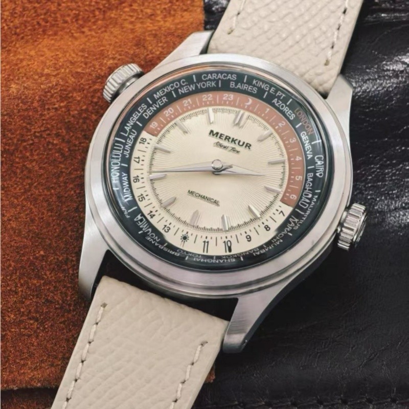 NEW Pierre Paulin Dual Crown World Time Enamel Dial casual manual ...