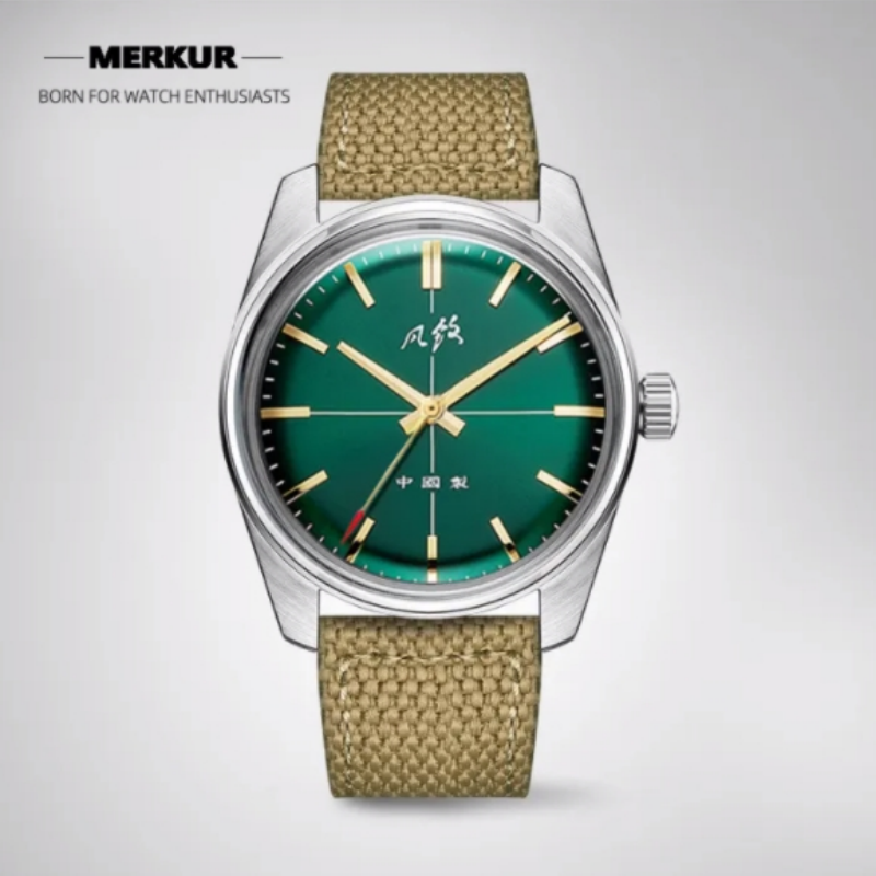 New MERKUR Cross Line Gold and Rose DIal 50m Mechanical Mens handwind Watch