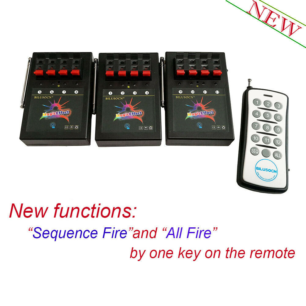 Bilusocn 12 Cue Wireless Fireworks Firing system equipment+Remote control