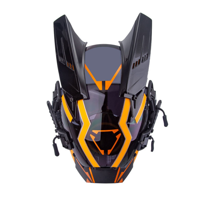 Cyberpunk Yellow Light Mask With Mech Gloves&Wrist Armor-TacticalXmen