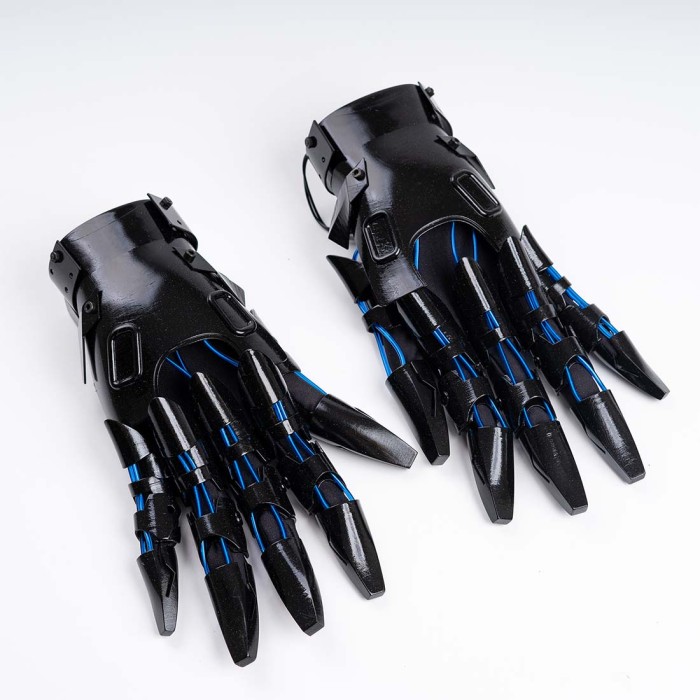 Cyberpunk Blue Light Winged Mask With Gloves&Wrist Armor-TacticalXmen