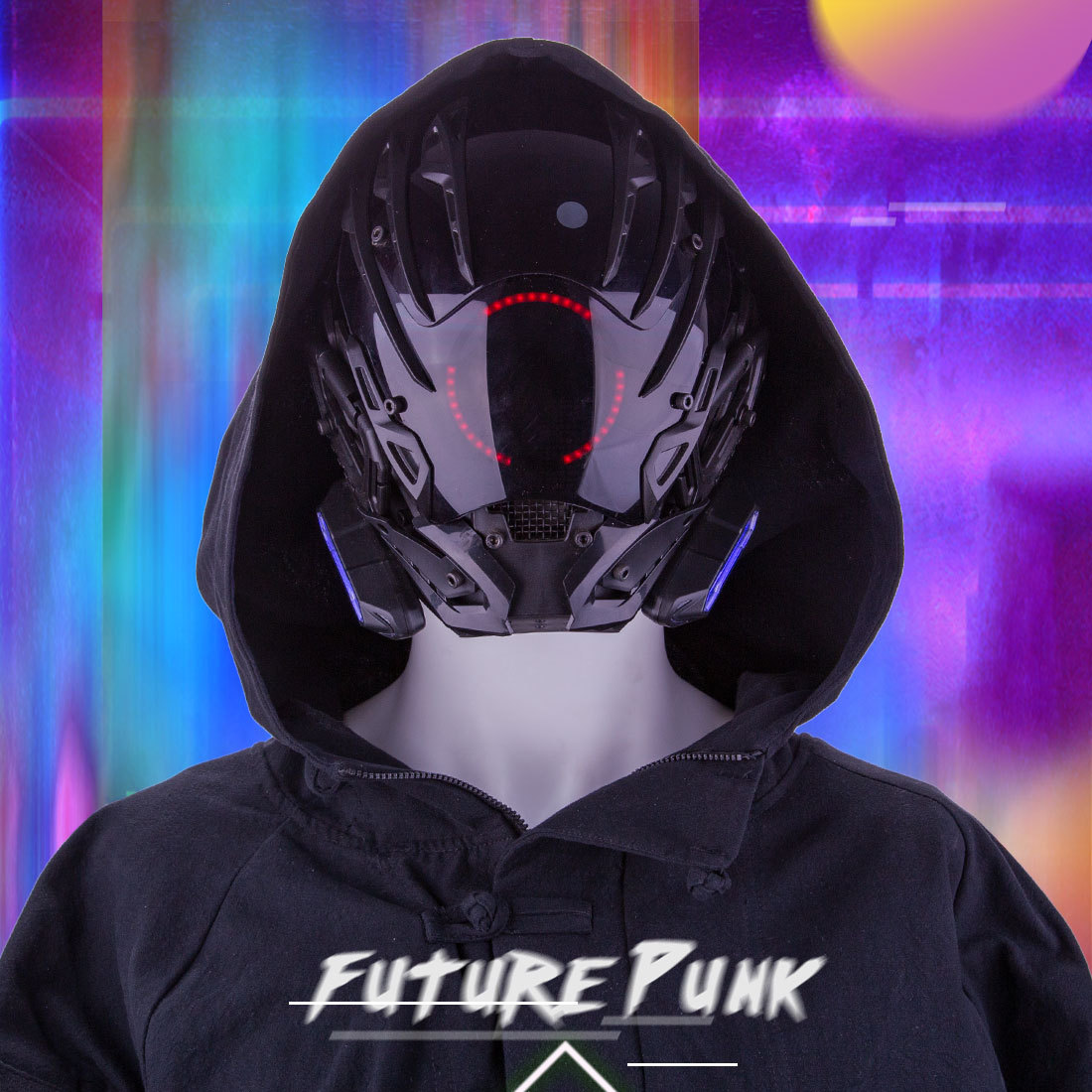 Future Punk Tech Black Claw Mask with Rechargeable Red Round Light ...