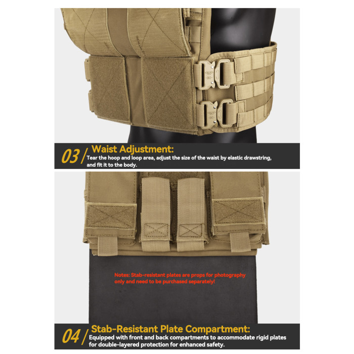 MOLLE Buckle Tactical Vest Multi-function Full Protection Quick-release ...