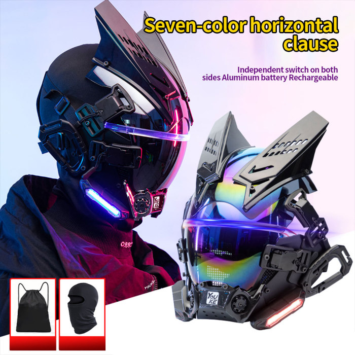 Future Punk Mask Tech Luminous Costume Prop for Halloween Cosplay Party ...