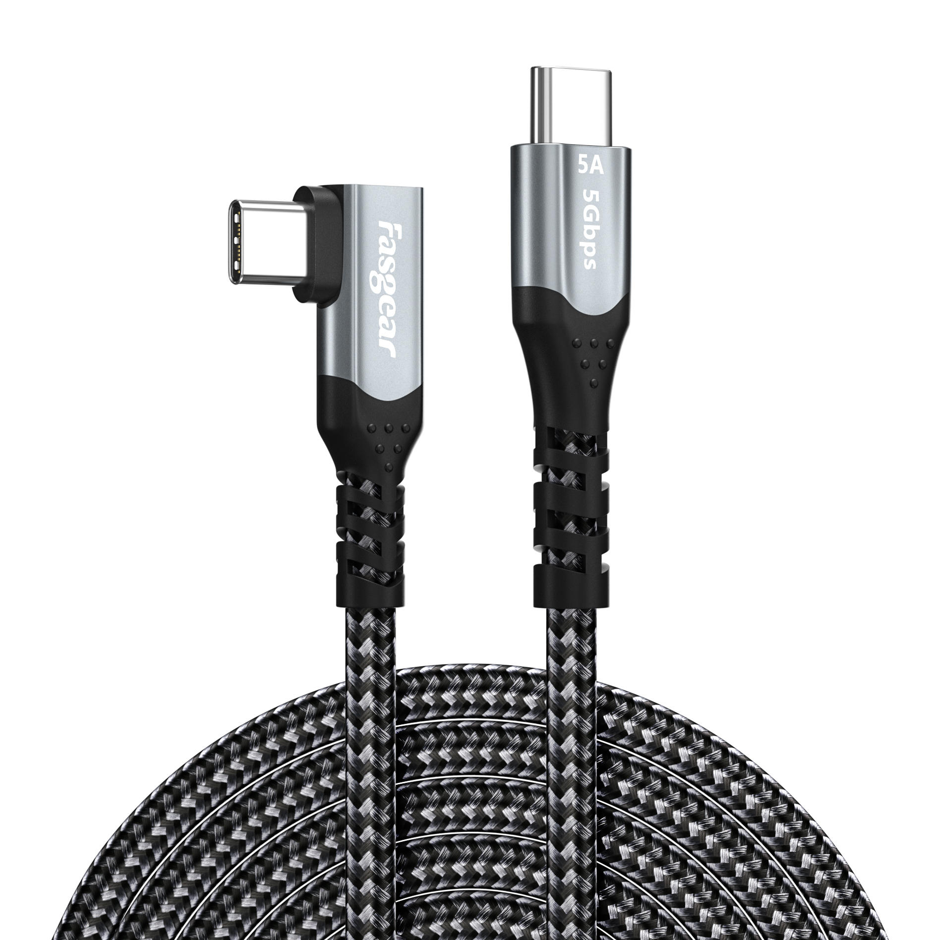 US$ 41.99 - Fasgear USB C to Type C 90 Degree Cable, 16.5ft, 5Gbps ...