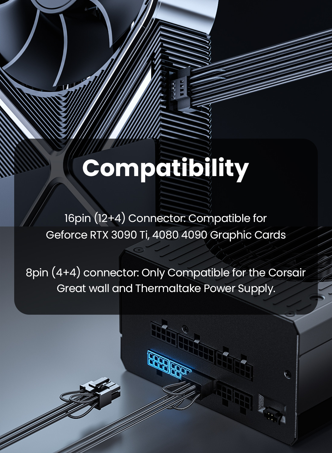 Fasgear PCIe 5.0 GPU Power Cable Sleeved 70cm | 16pin(12+4) 12VHPWR ...