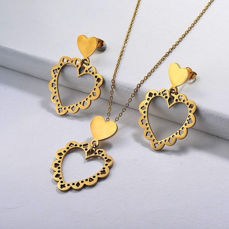 Gold Plated Heart Jewelry Sets - Jewenoir