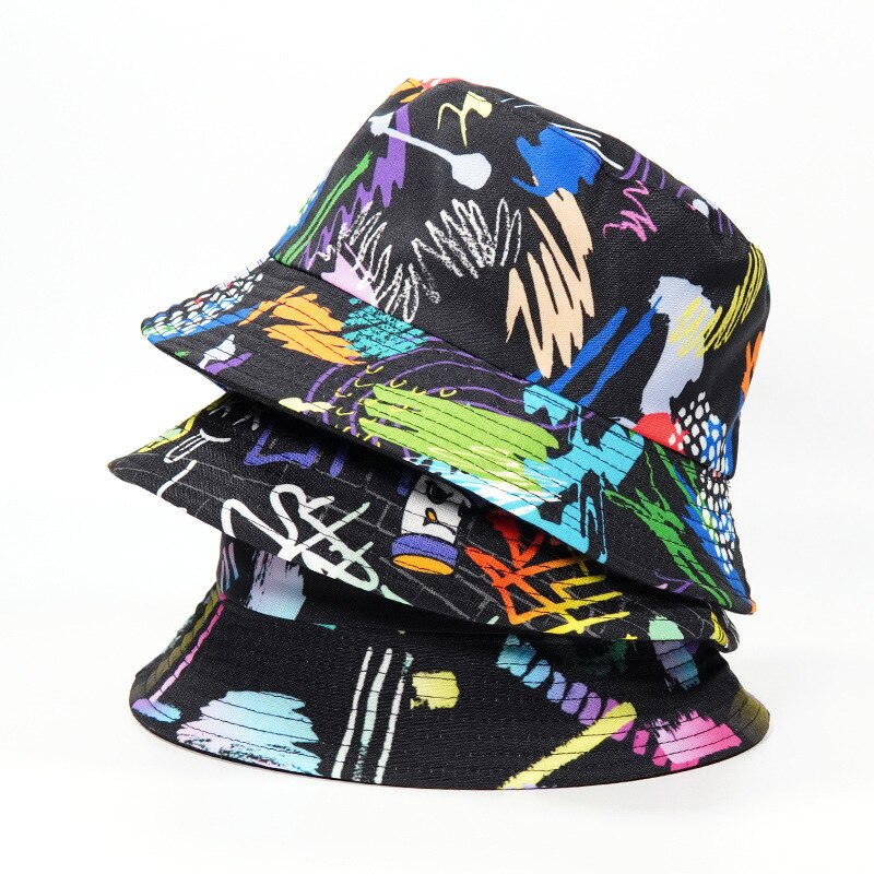 Fashion Spring Summer Graffiti Bucket Hat Women Men Summer Casual ...