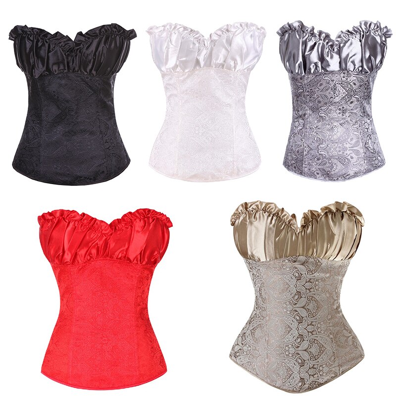Corset Overbust Women Corsets Jacquard Floral Korset Fish Boned Bustier ...