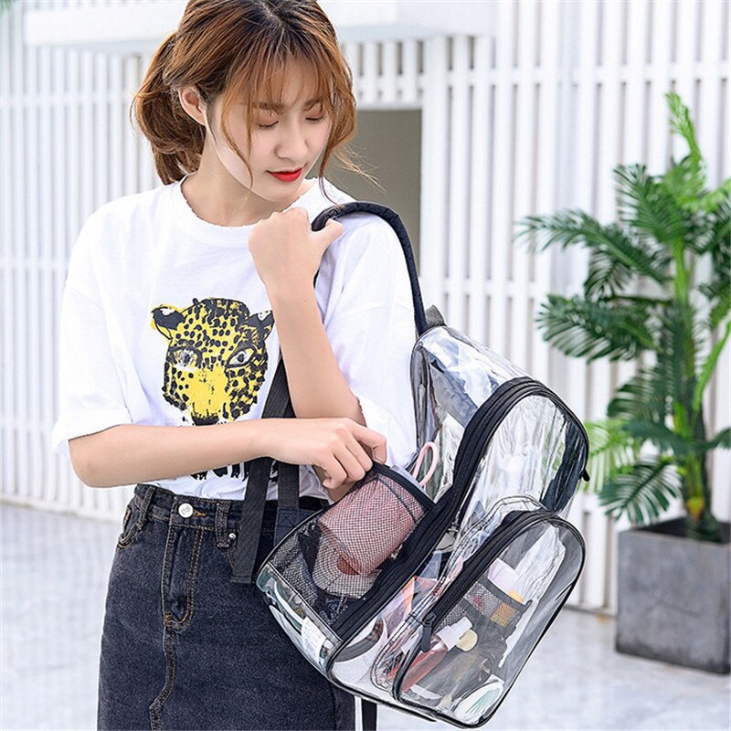 Students PVC Waterproof Transparent School See Through Backpacks 000617