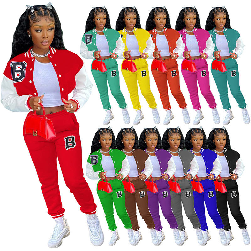 Women Baseball Letter Printing Tracksuits Tracksuit Outfit Outfits ...