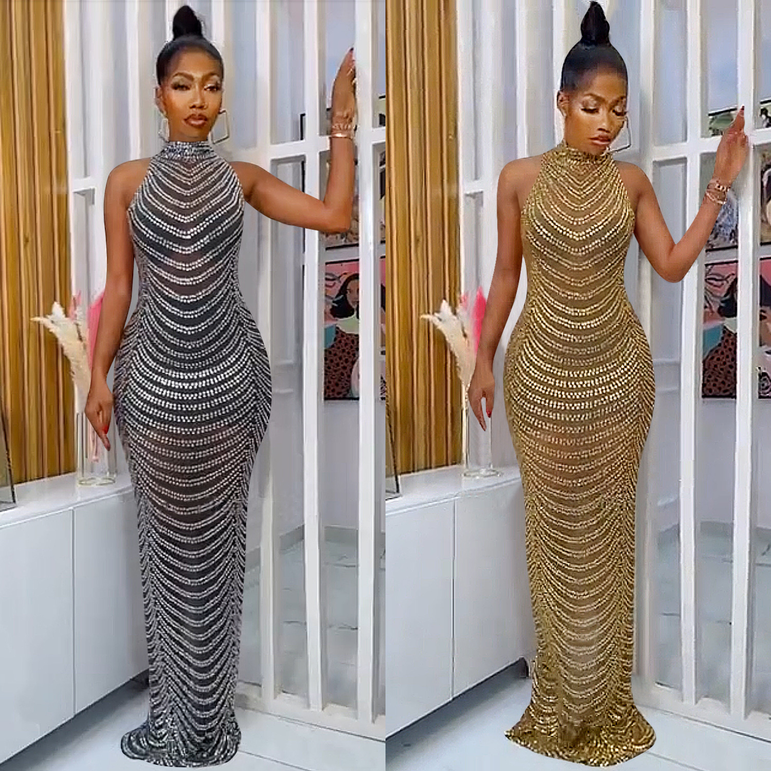 Sexy woman night party dress See-through dress X5259610
