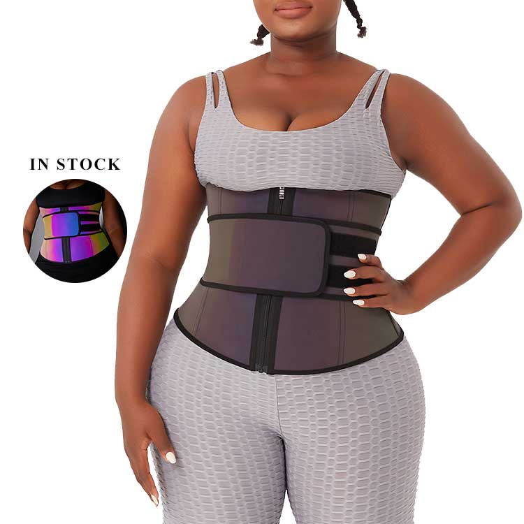 HEXIN in stock reflective wholesale steel bone high waist slimming ...