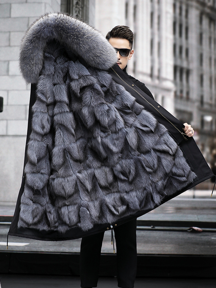 Men's Pie Overcomes Fox Fur Inner Tank Detachable Fur Coat Men's Mid ...