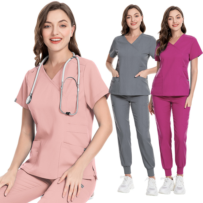 Summer thin V-neck surgical gown, doctor isolation work uniform, beauty ...