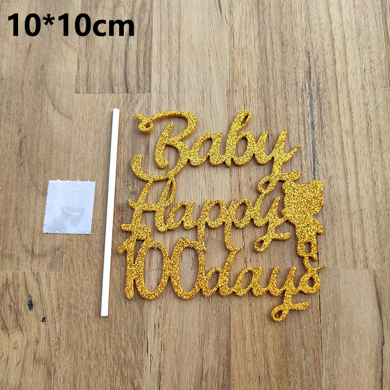 US 3 00 Happy 100 Days Cake Topper birthday Gold Glitter One Hundred us-3-00-happy-100-days-cake-topper-birthday-gold-glitter-one-hundred