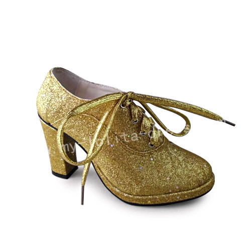 Beautiful Golden Yellow Yellow-gold Silver Heels Shoes $-Girls Sweet ...