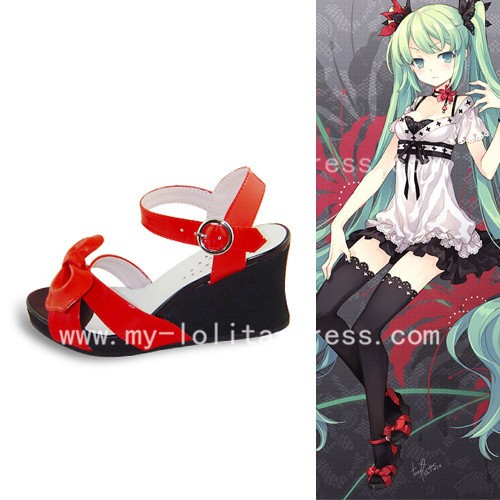 Beautiful Wedges Sandals with Bows $46.99-Lolita Anime Sandals