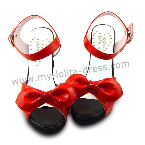 Classic Glitter Bow Red Sandals $45.99-Princess Shoes - Footwear