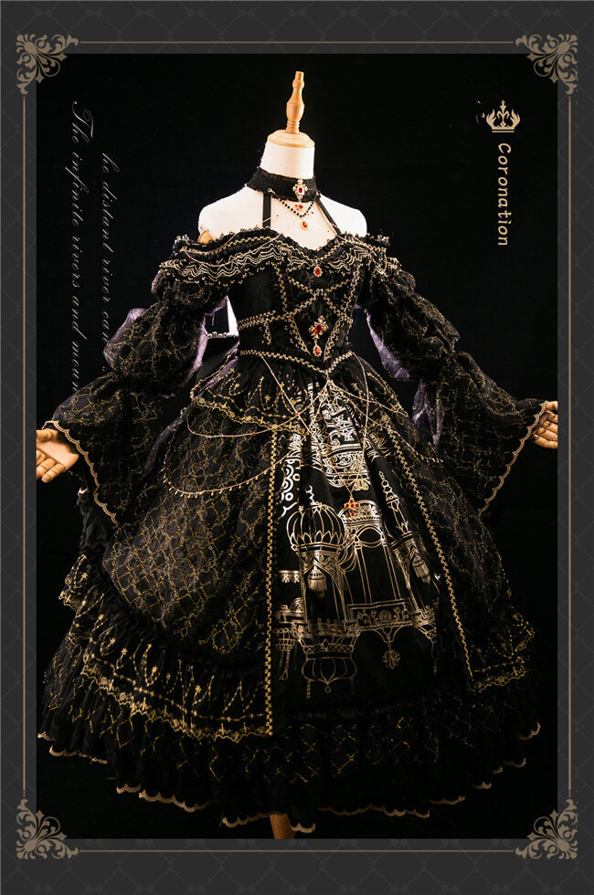 Bramble Rose Coronation Gothic Lolita Dress, Corset, Tippet and Headdress -My Lolita Dress