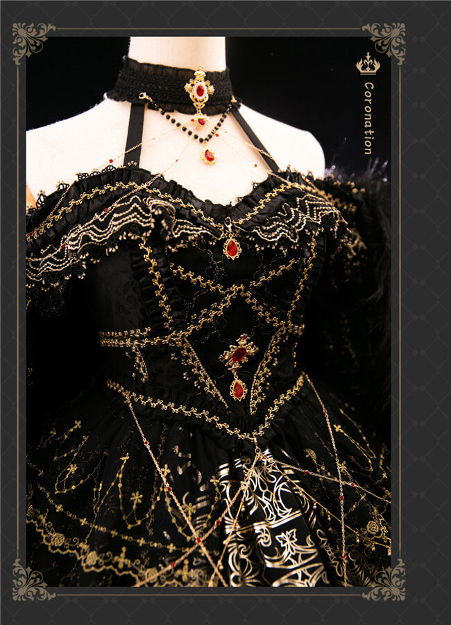 Bramble Rose Coronation Gothic Lolita Dress, Corset, Tippet and Headdress -My Lolita Dress