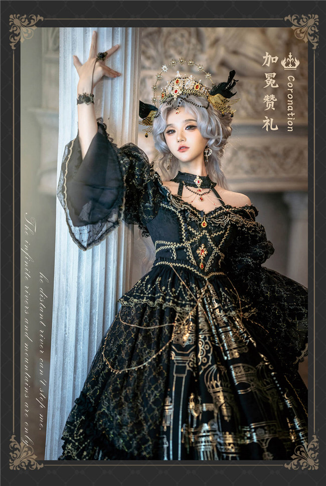 Bramble Rose Coronation Gothic Lolita Dress, Corset, Tippet and Headdress -My Lolita Dress