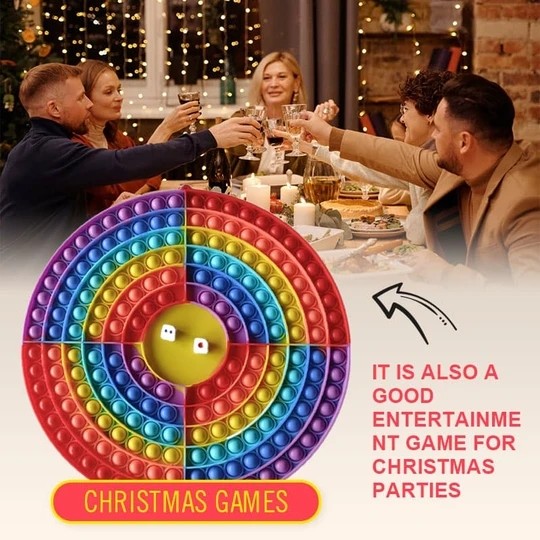 🎅4 Player HUGE ROUND Rainbow Pop It Board Game
