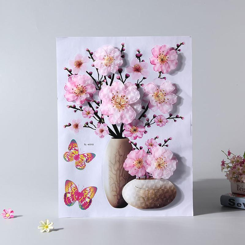 3D FLOWER VASE SELF-ADHESIVE WALL STICKER