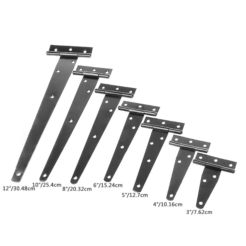 1 Pc Black Paint T Shape Triangle Hinge Cabinet Shed Wooden Door Gate ...