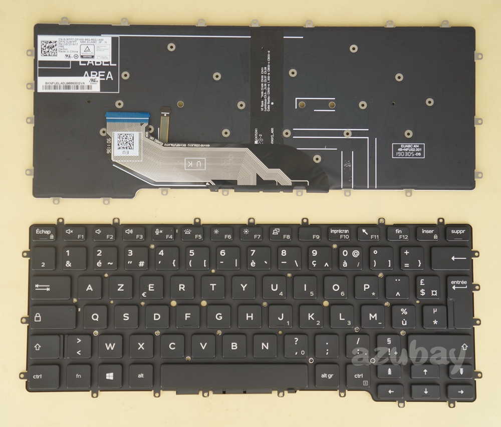 French Keyboard AZERTY Français Clavier for Laptop Dell Latitude 7400 2 ...