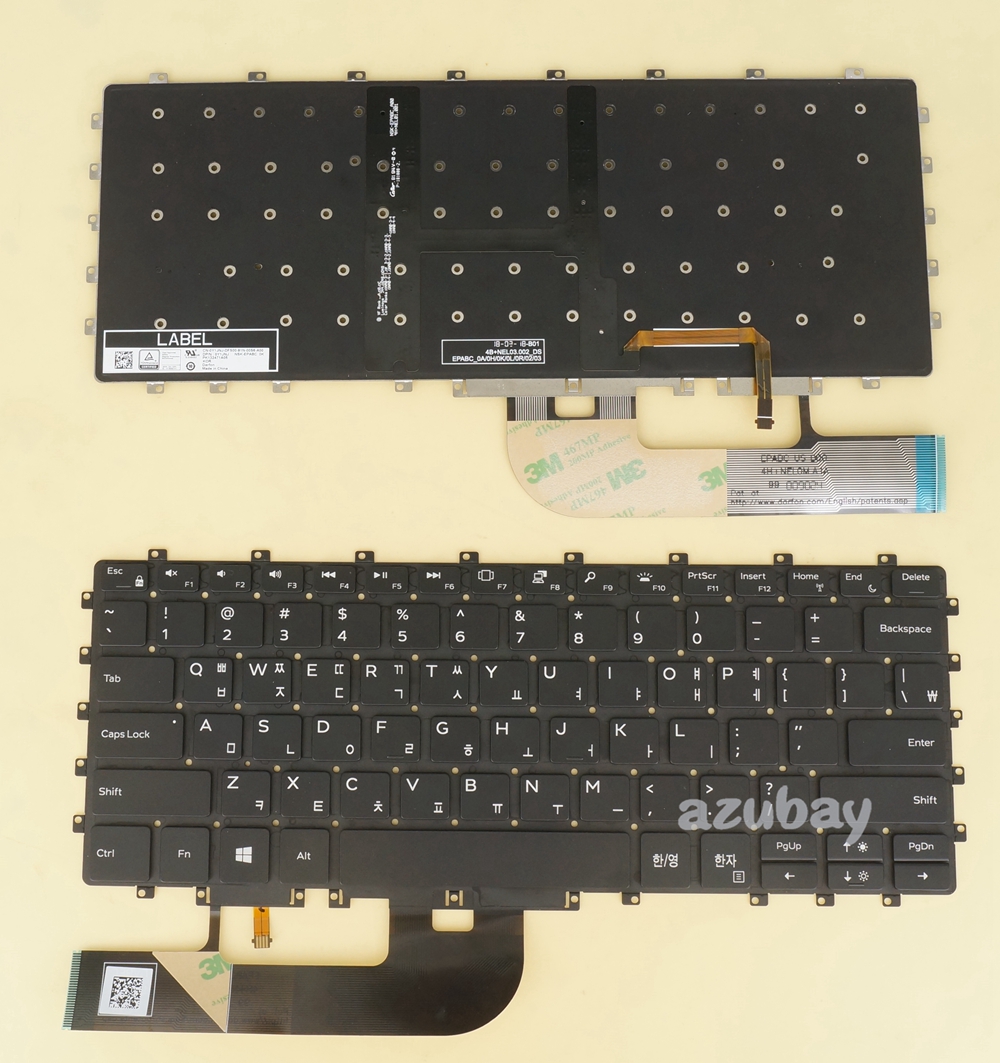 azubay.com Korean Keyboard for DELL XPS 15 9575 2-in-1, Precision 5530 ...