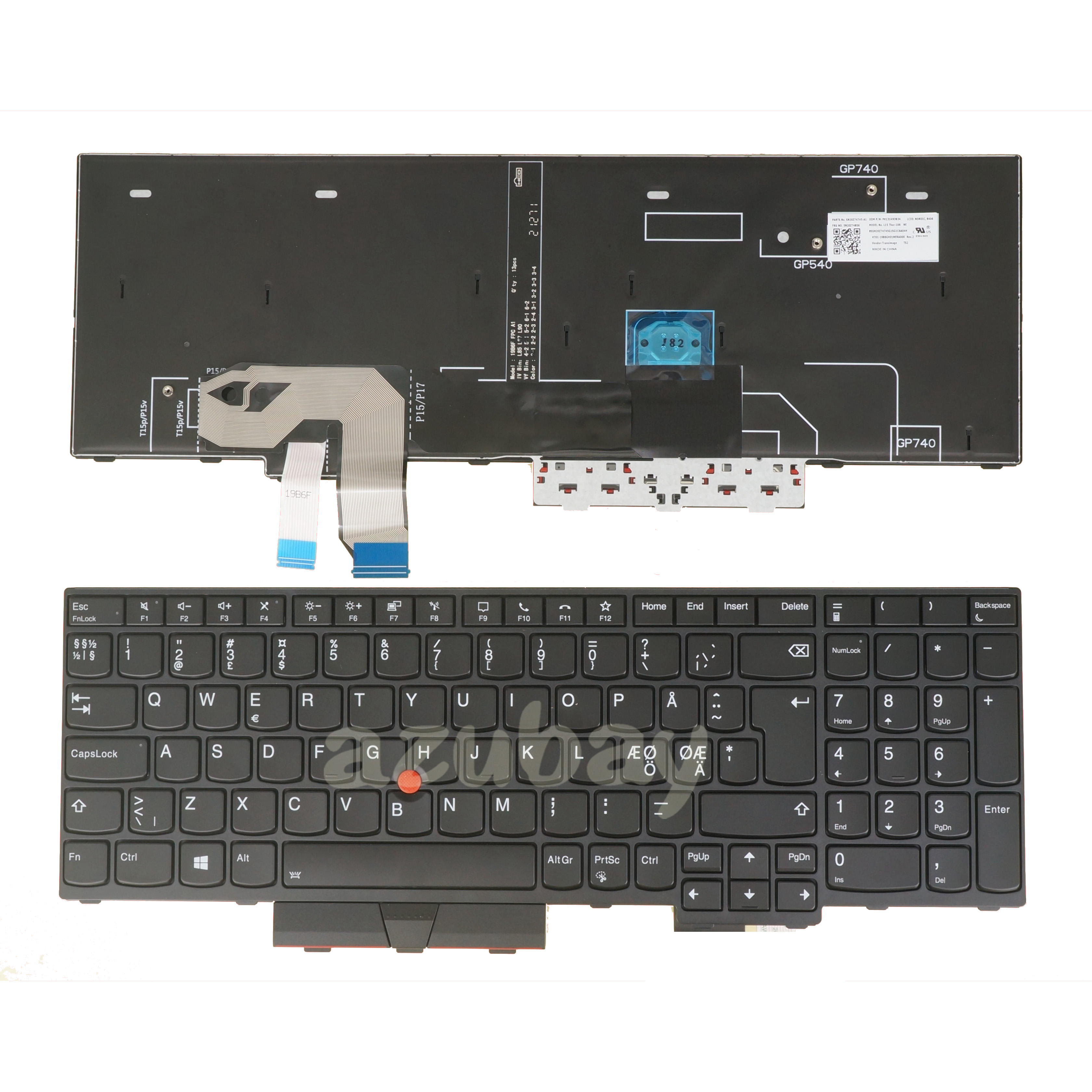 AzubayCom Nordic SD FI ND DK Laptop Keyboard For Lenovo Thinkpad T15G ...
