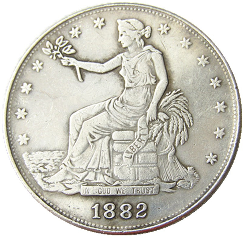 US 1882 Trade Dollar Silver Plated Copy Coin