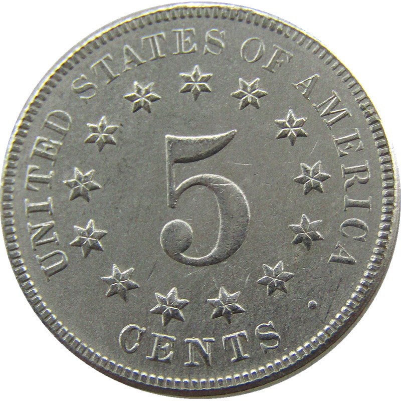 US 1867 Shield Nickel Five Cents Copy Coin