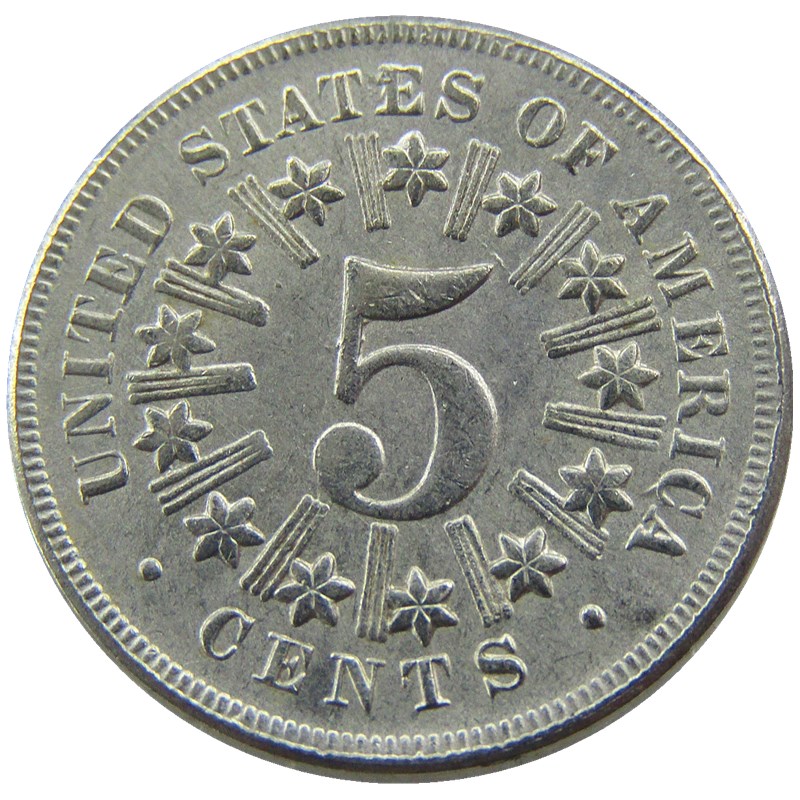 US 1867 Shield With Rays Five Cents Nickel Copy Coin